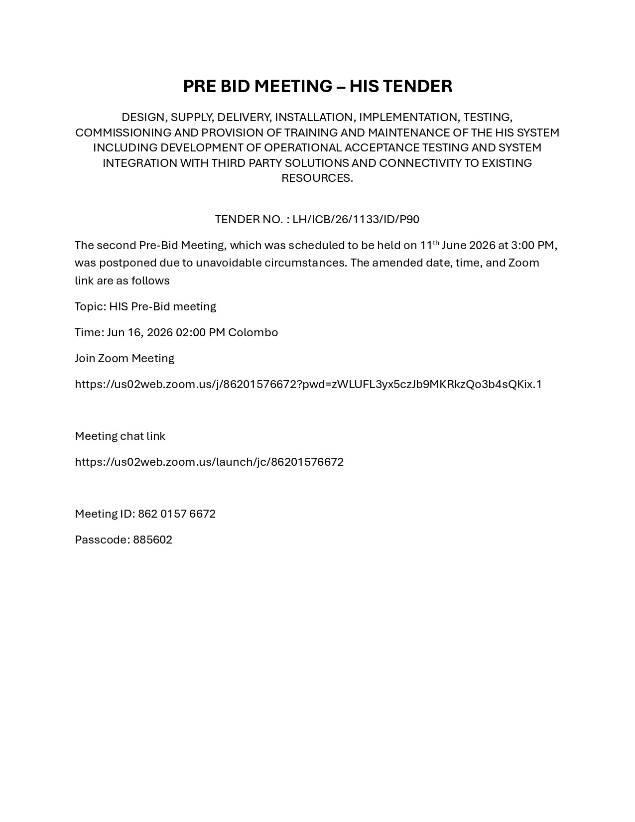 Invitation for Bids for the Hospital Information System (HIS) and ...